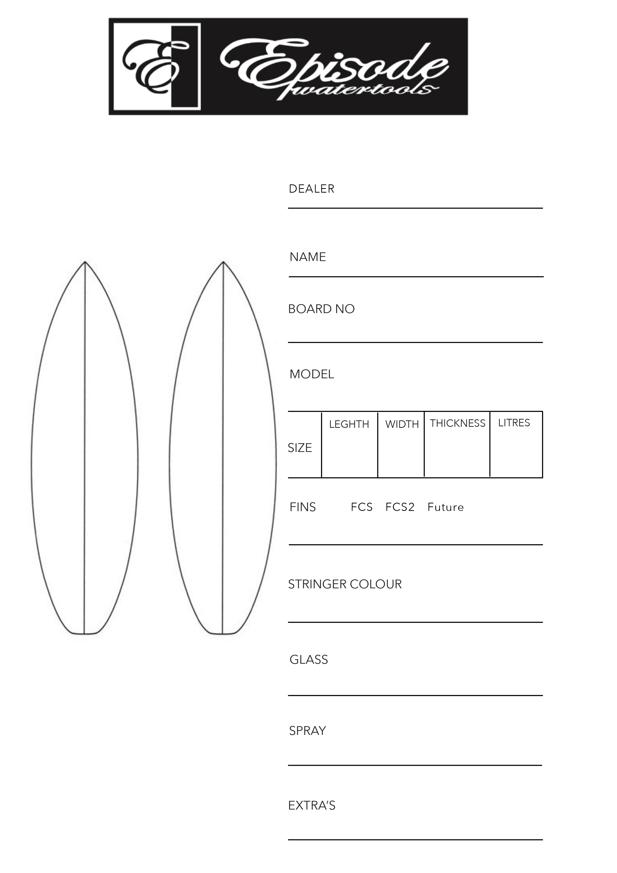 ORDER SHEET | Episode Watertools/エピソード・ウォータートゥールス
